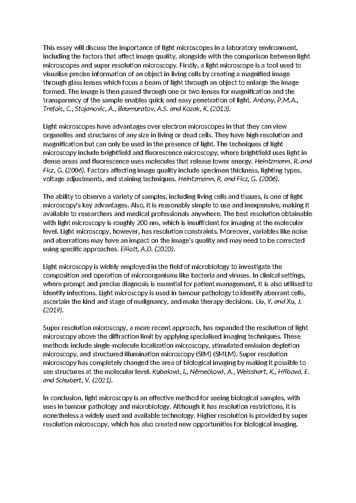 Essay for Light Microscope - This essay will discuss the importance of ...