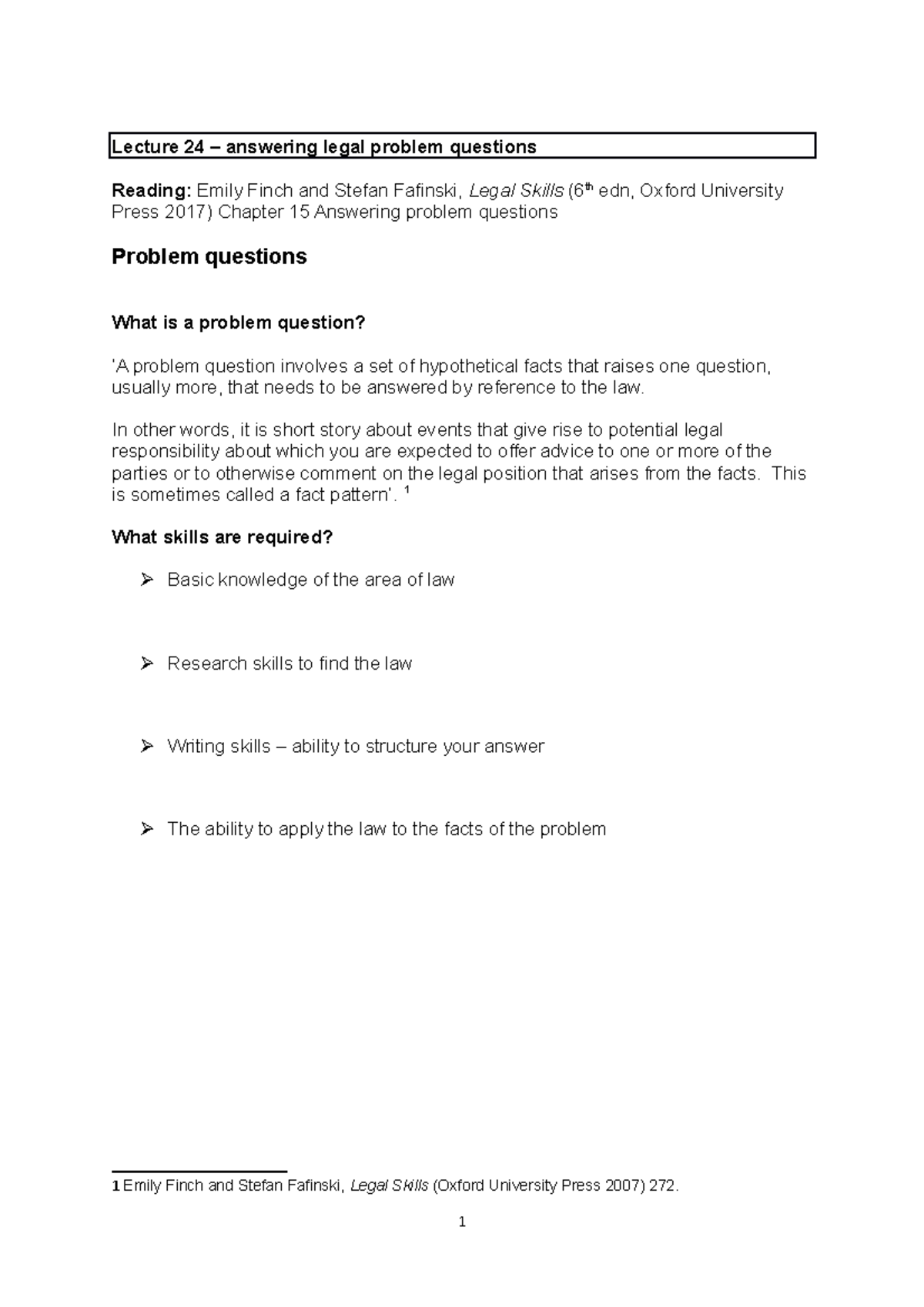 Lecture 24 notes - answering problem questions - Lecture 24 – answering ...