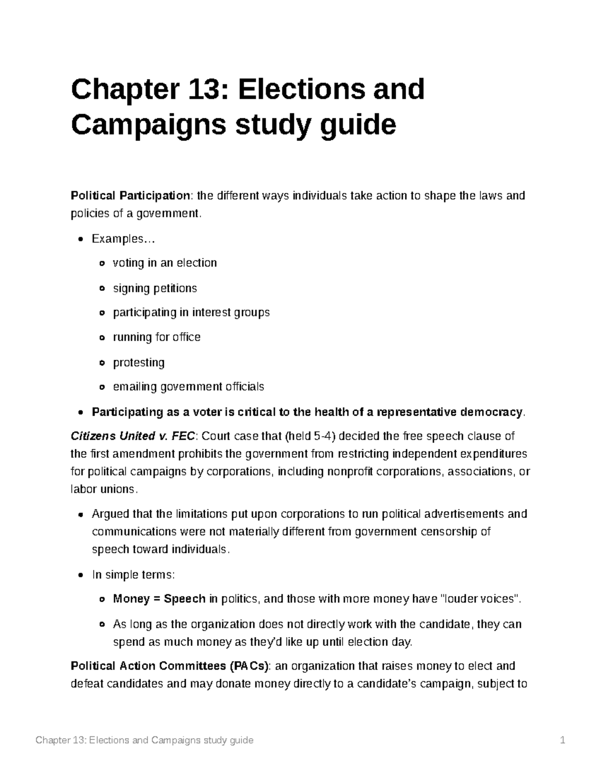 Chapter 13 Elections and Campaigns study guide - Chapter 13: Elections ...