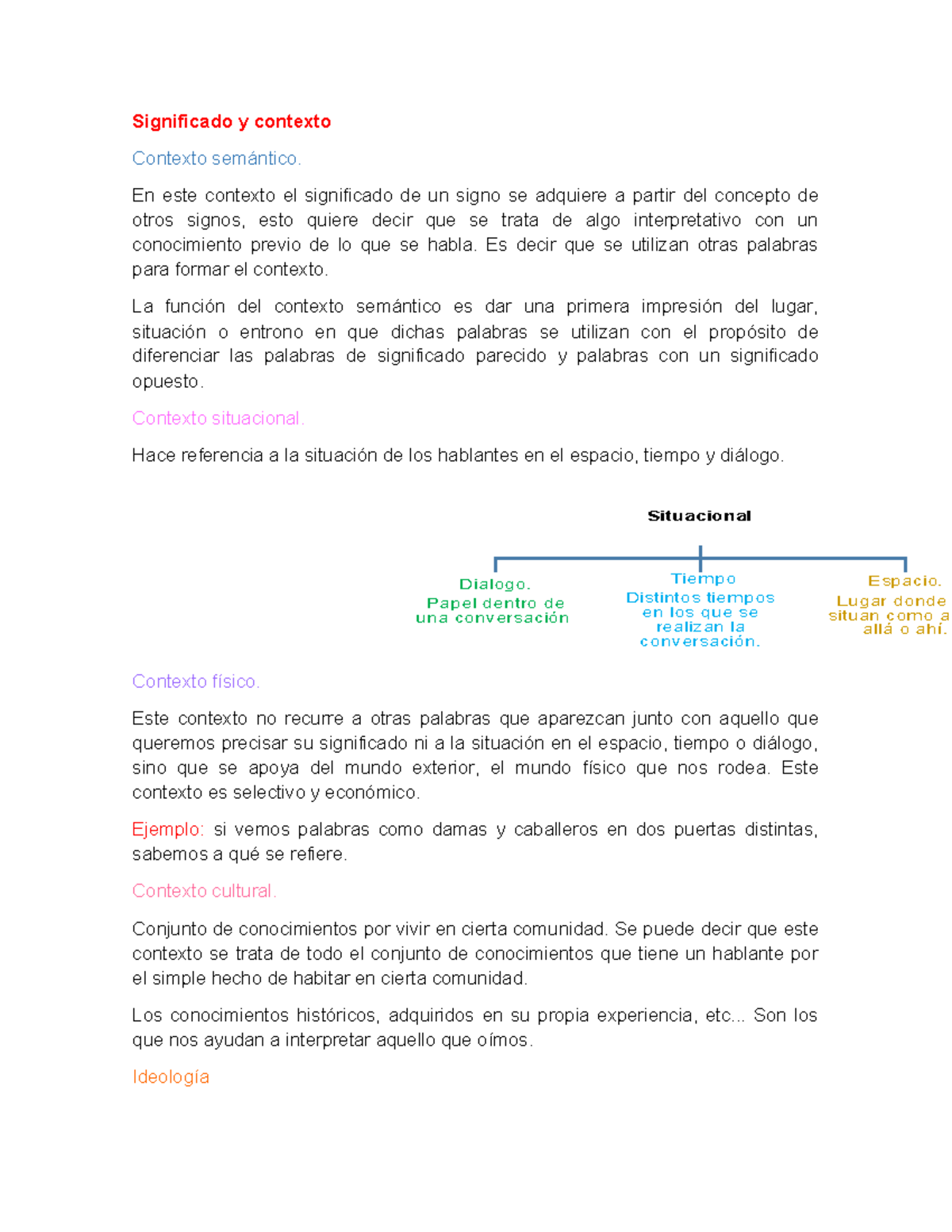 1 El signo y los signos - Significado y contexto Contexto semántico. En ...