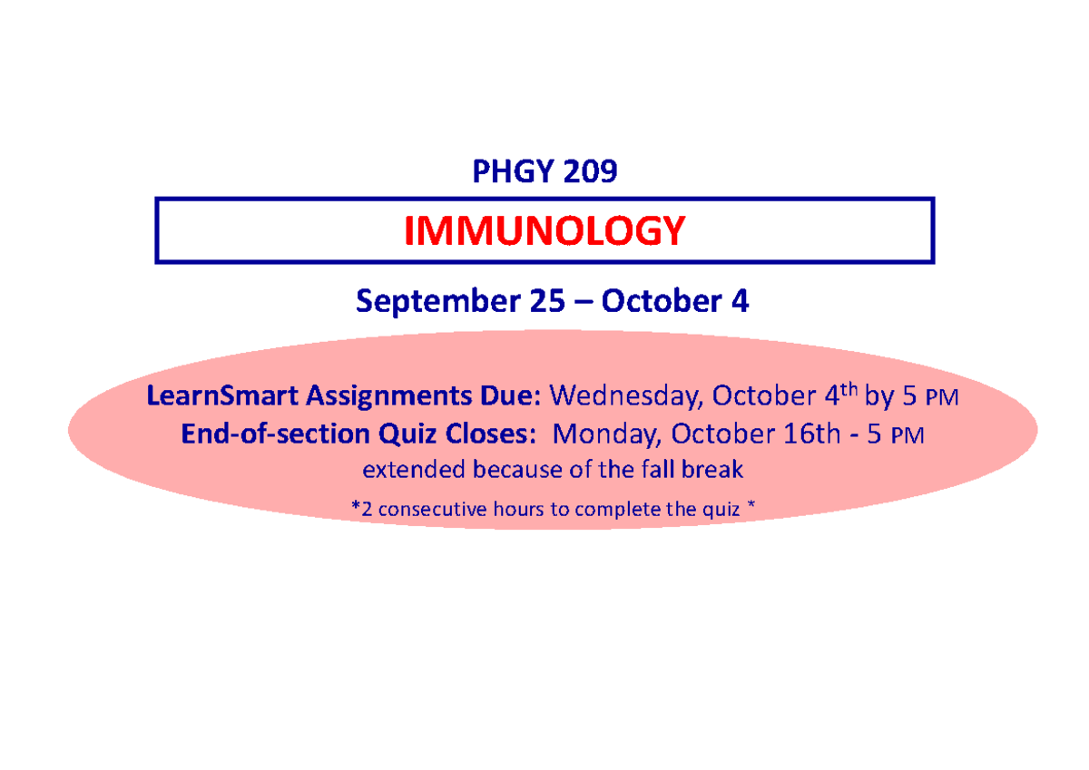 Safari - Lecture notes - IMMUNOLOGY ####### September 25 – October 4 ...