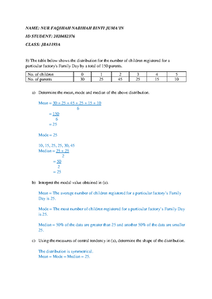 Tutorial Chapter 1 - Introduction to Statistics - UiTM - Studocu