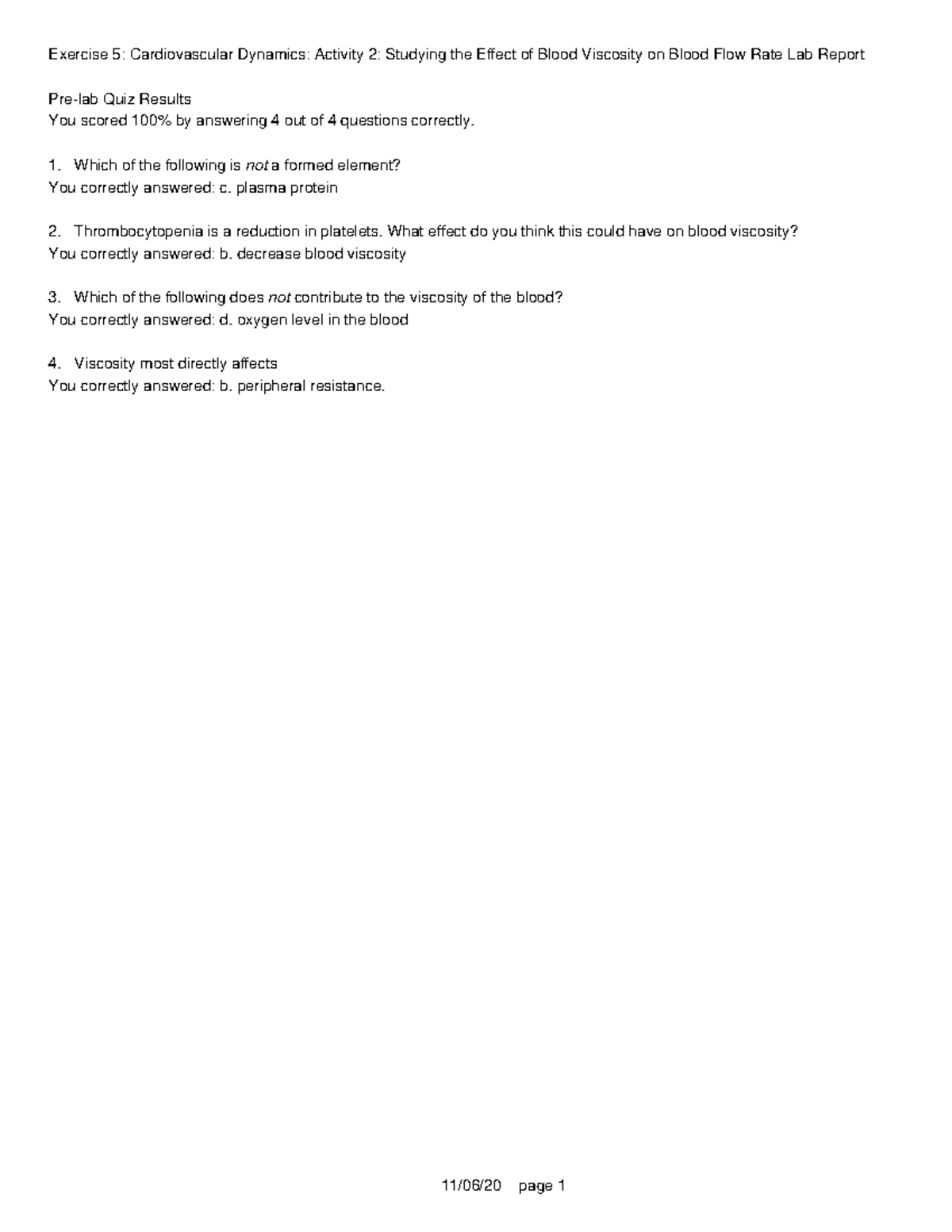 PEX - Exercise 7 - Activity 2 - Exercise 5: Cardiovascular Dynamics ...