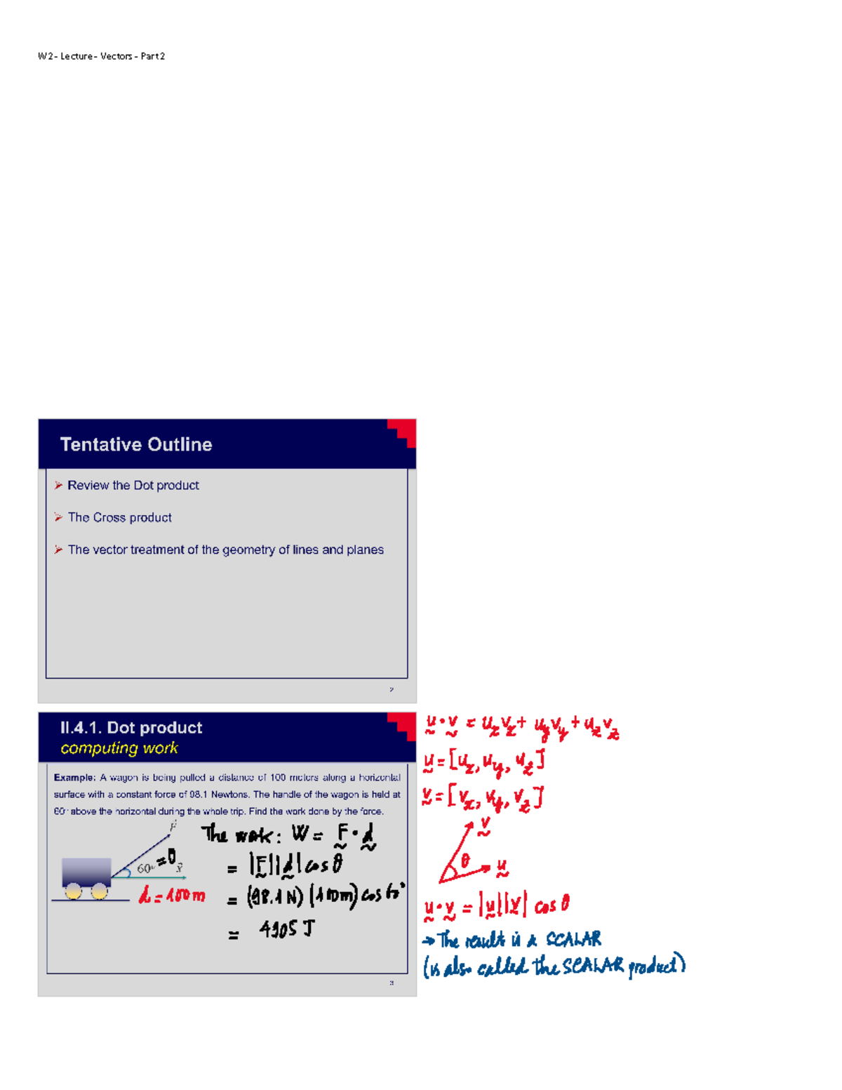 W2 Lecture Note Vectors Part 2 Engineering Computing 1 TϮ Ͳ ĞĐƚƵƌĞ Ͳ SĞĐƚŽƌƐ