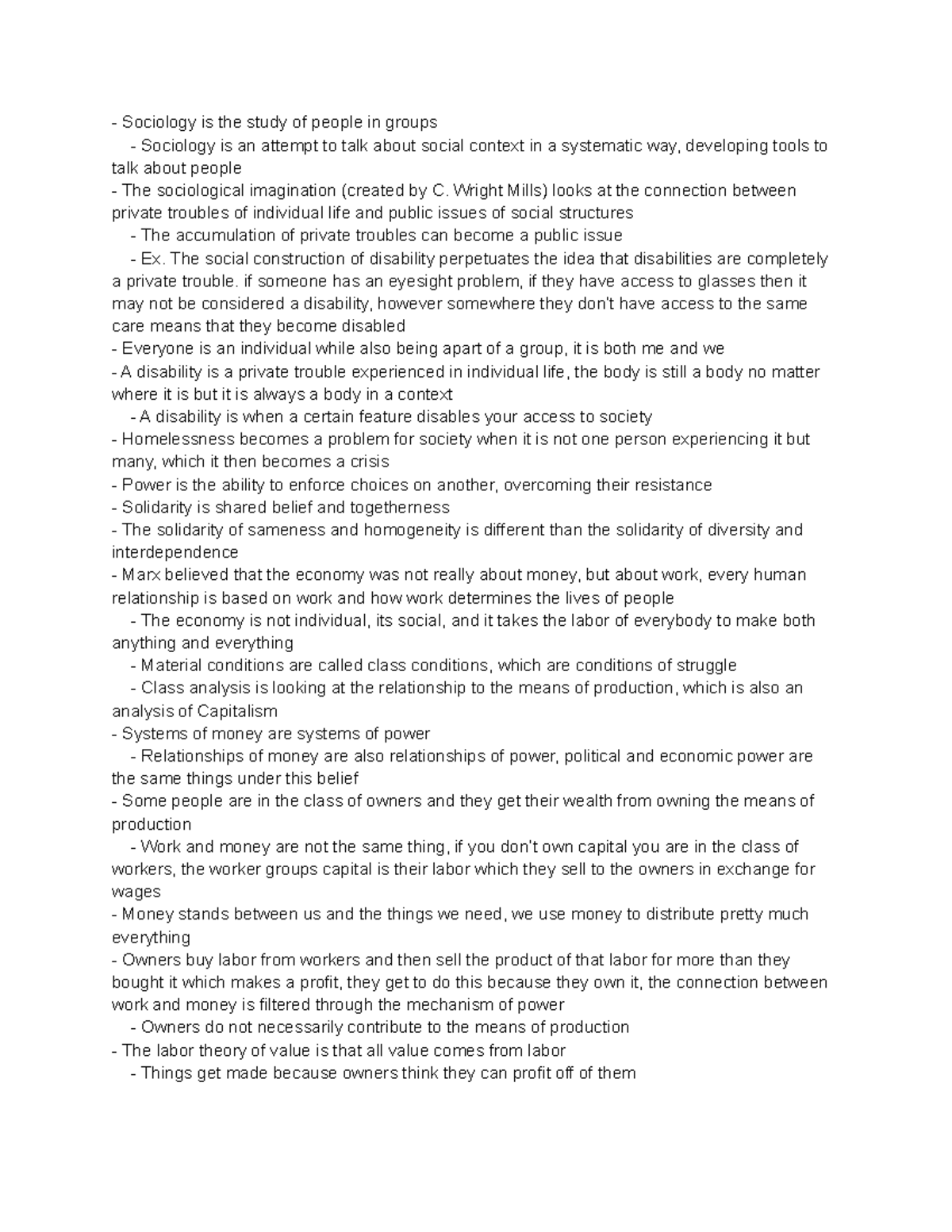 Class notes - Professor Bass, Intro to Sociology fall term - Sociology ...