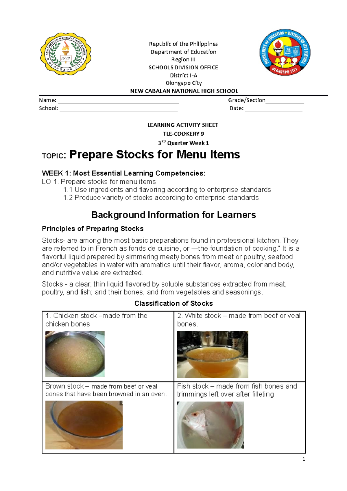 Cookery-10-Quarter-3-LAS-Number-1-converted - 1 Republic of the ...