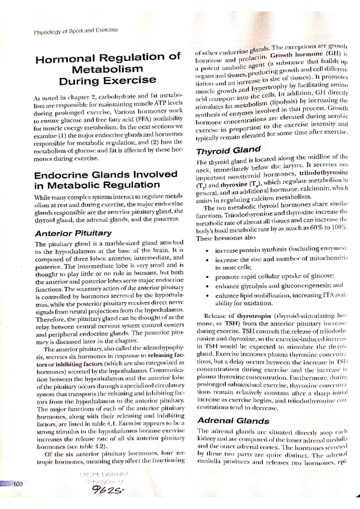 Hormonal Regulation of Metabolism During Exercise - Humman Antomy And ...