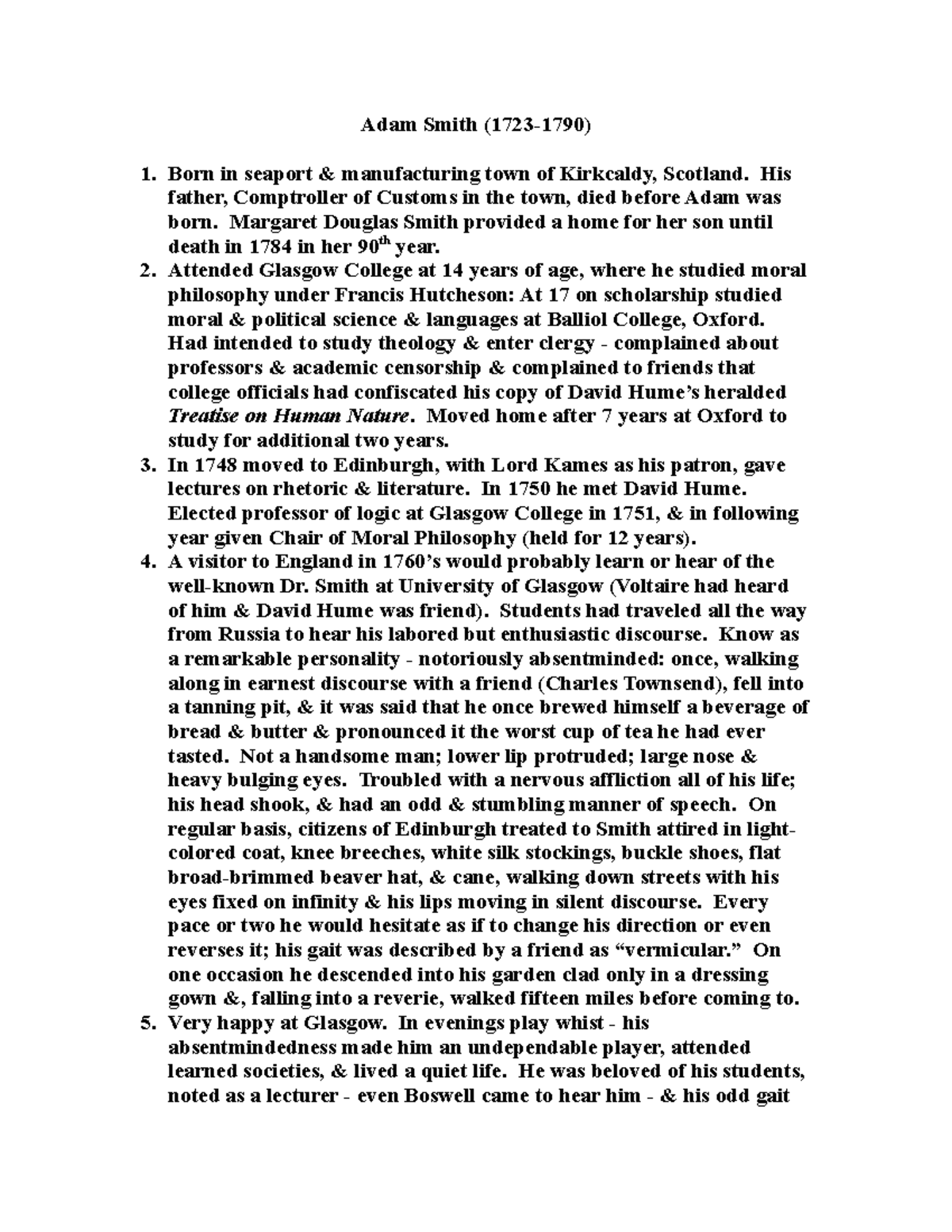 Adam Smith - Dr. John Nelson - Adam Smith (1723-1790) 1. Born in ...