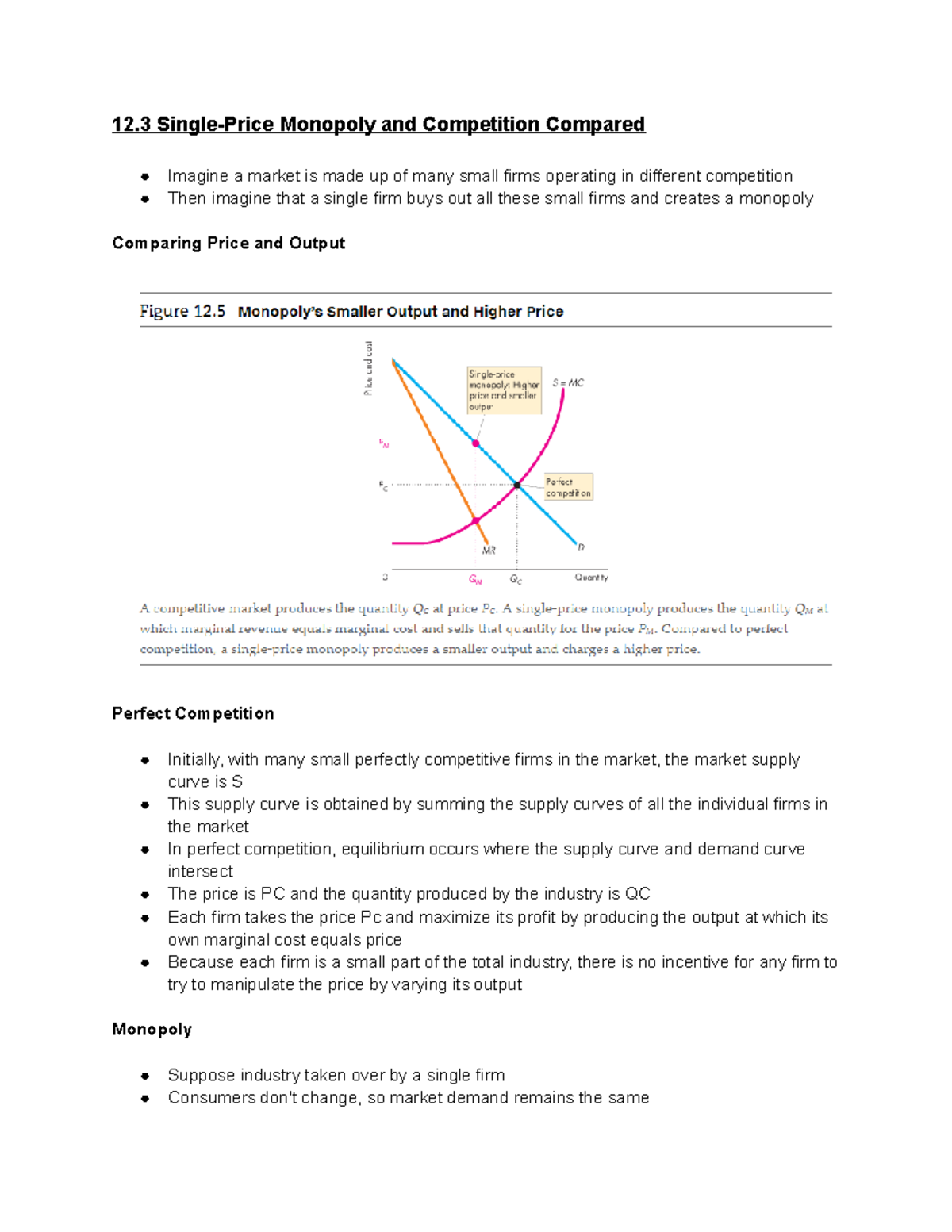 Chapter 12 - lecture notes - 12 Single-Price Monopoly and Competition ...
