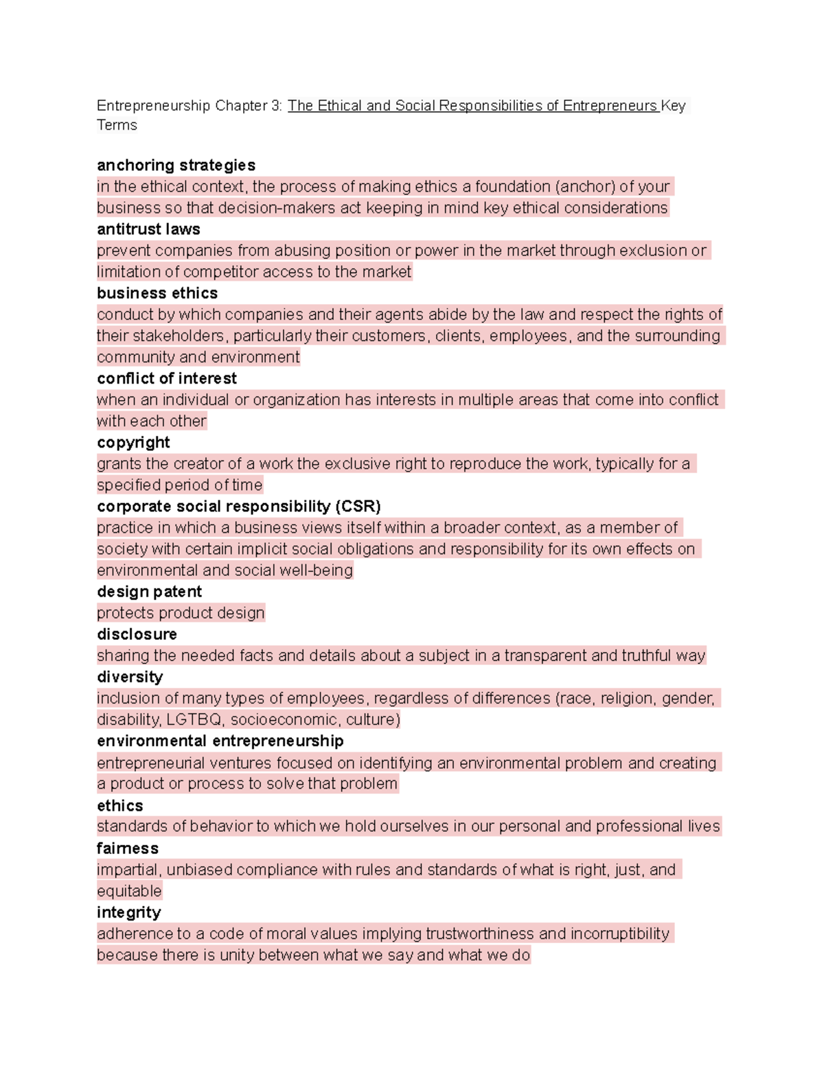 Entrepreneurship Chapter 3 The Ethical and Social Responsibilities of ...