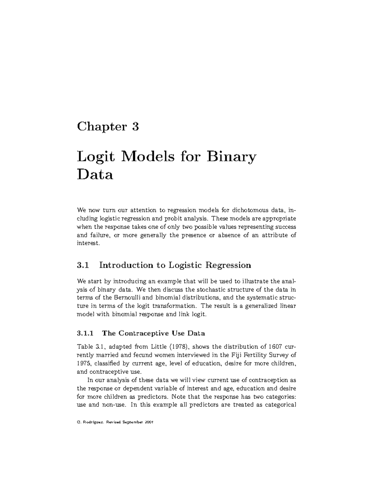 C3 - good job - Chapter 3 Logit Models for Binary Data We now turn our attention to regression ...