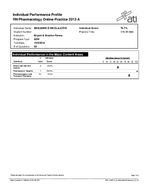ATI Practice B - Pharm - ATI B - Individual Performance Profile RN ...