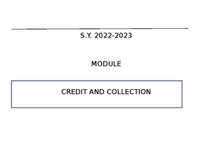 Credit and collection Module 1,2,3 - S. 2022- MODULE CREDIT AND ...