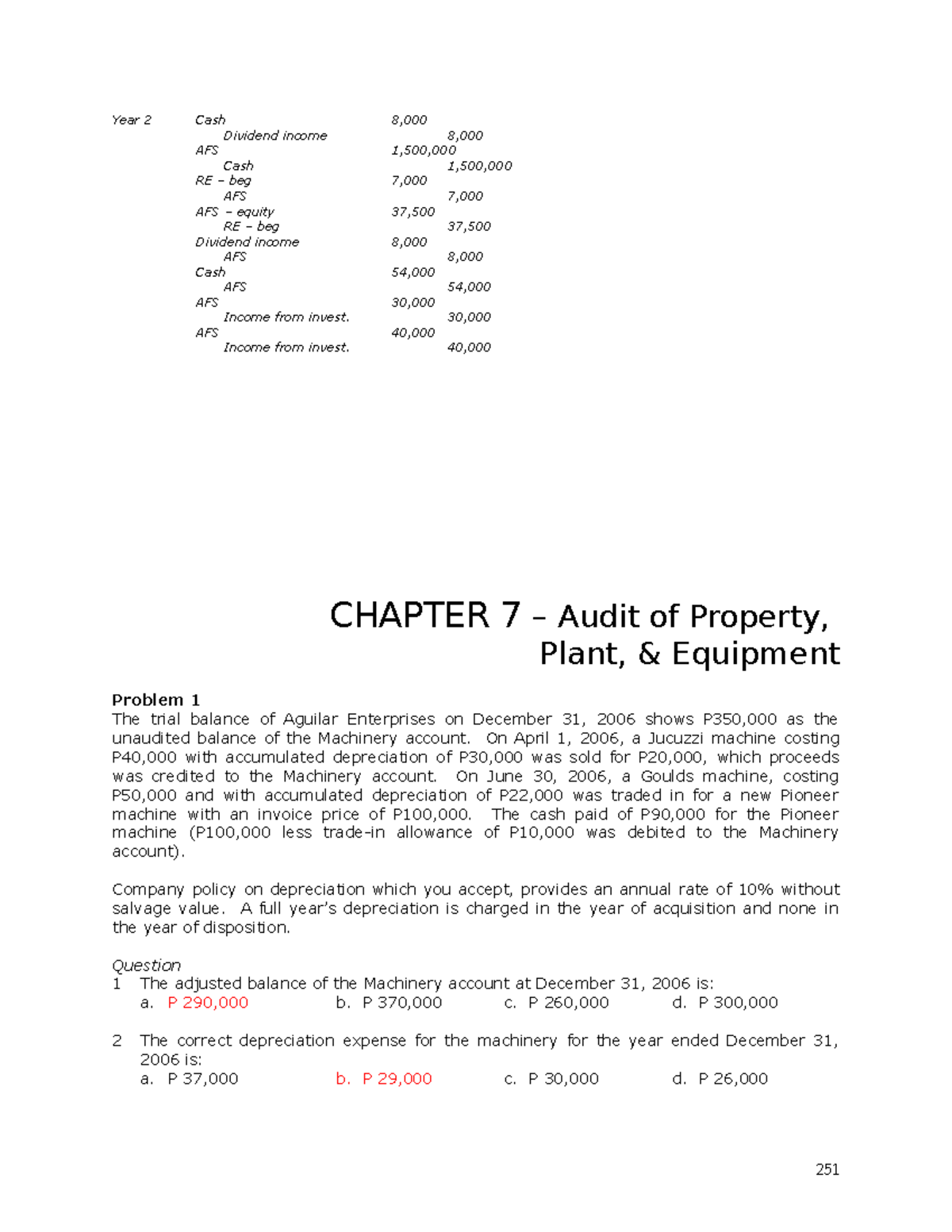 Practical Auditing- Audit of Property, Plant and Equipment - Year 2 ...