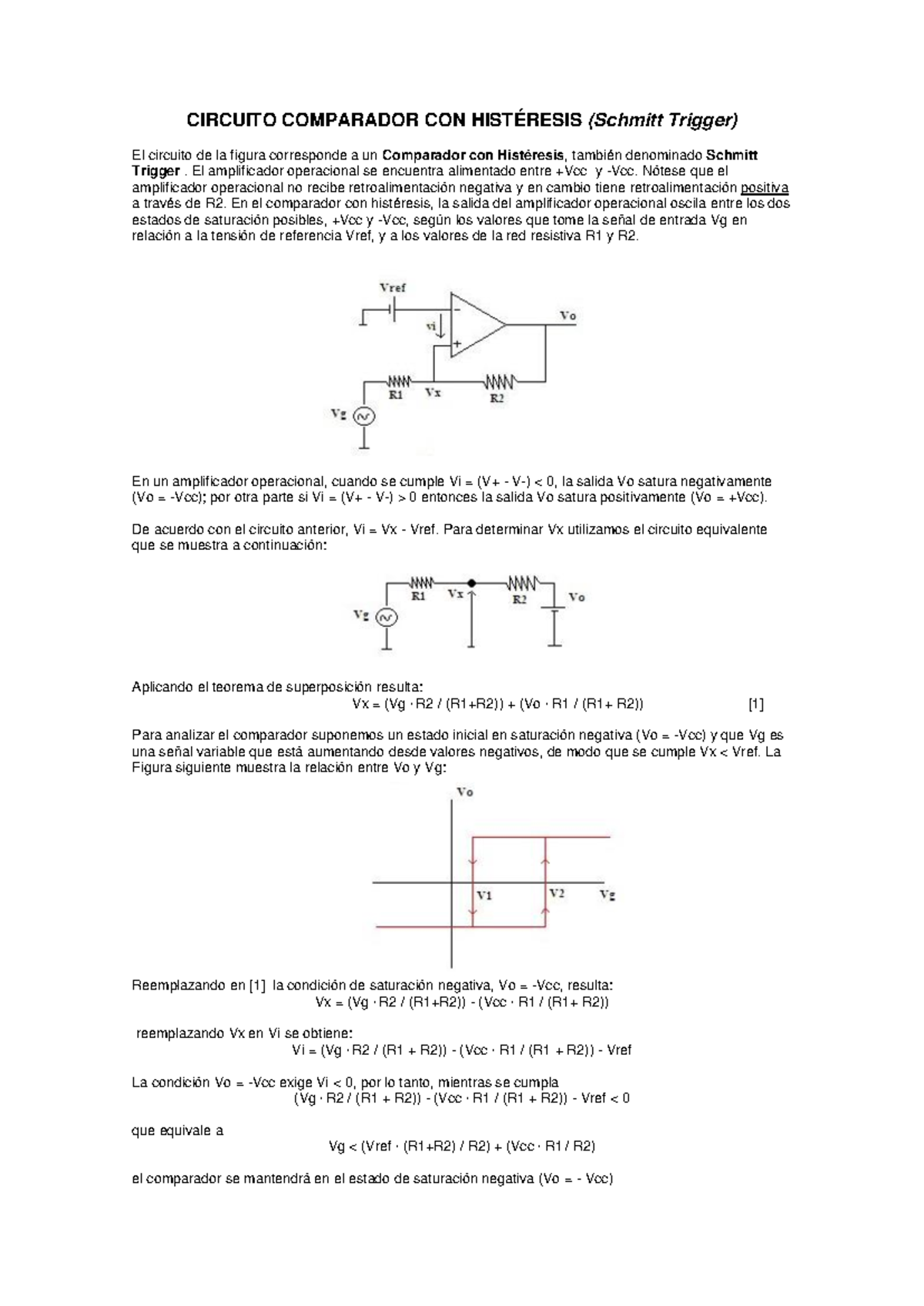Smith trigger - CIRCUITO COMPARADOR CON HISTÉRESIS (Schmitt Trigger) El ...