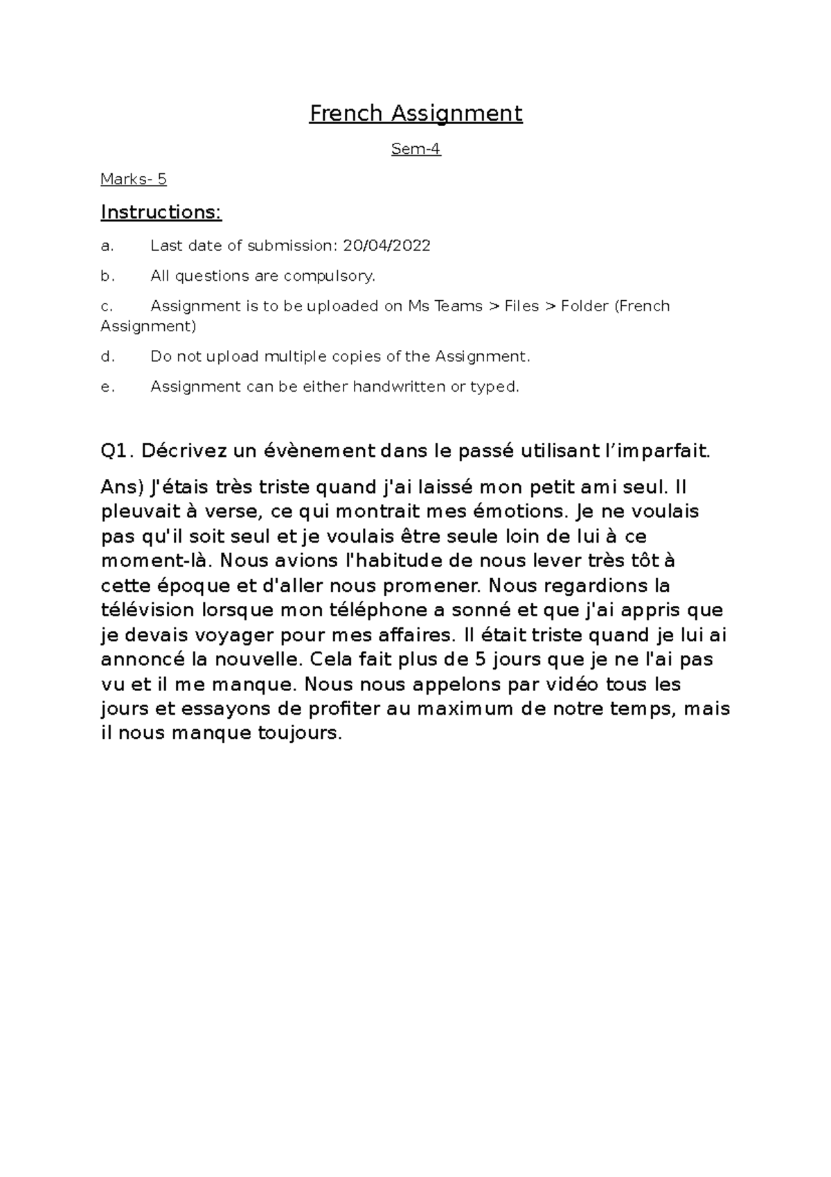 french self written assignment regarding famous places in france ...