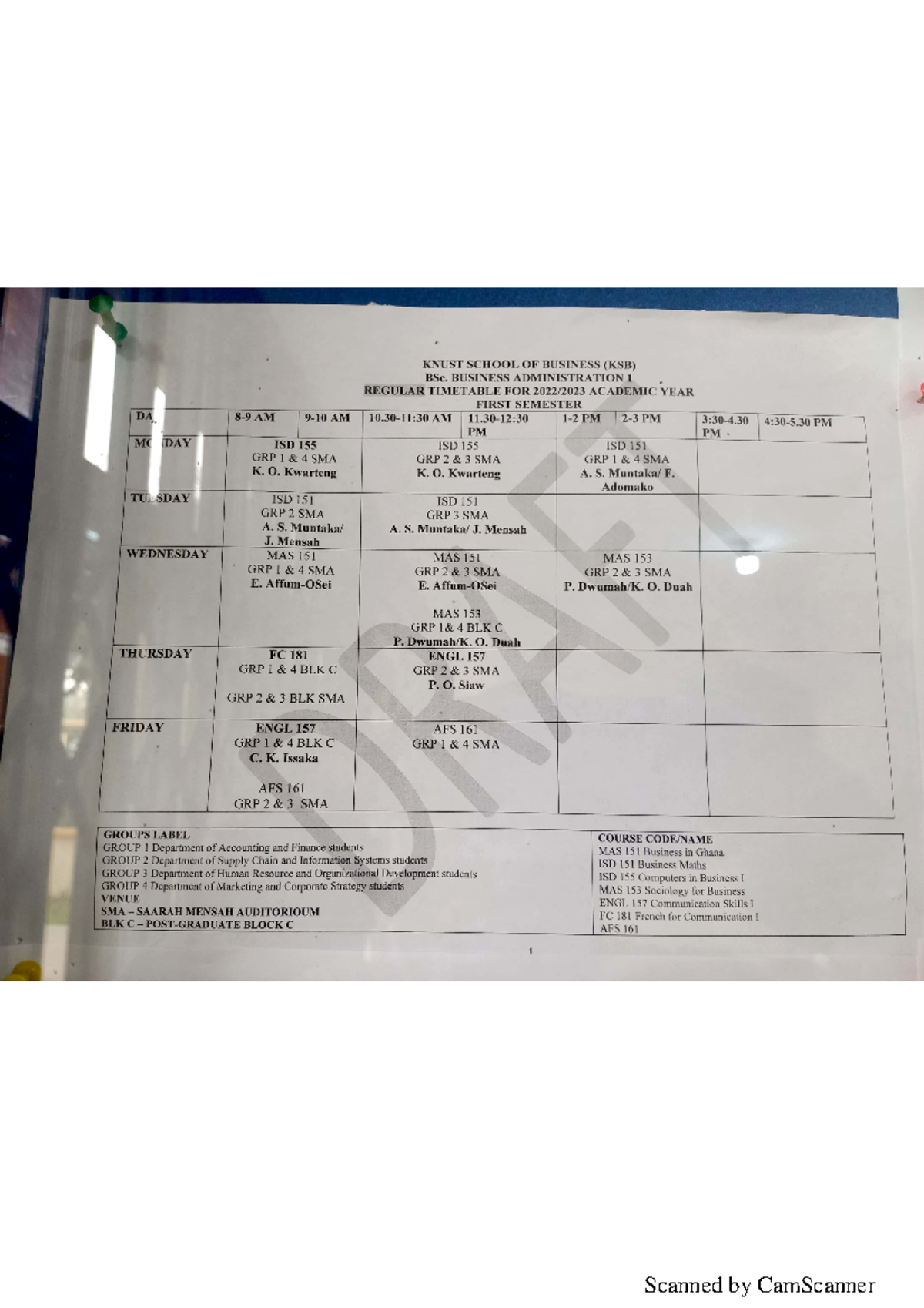 ALL KSB Undergraduate Timetable - Introduction to operations management - Studocu