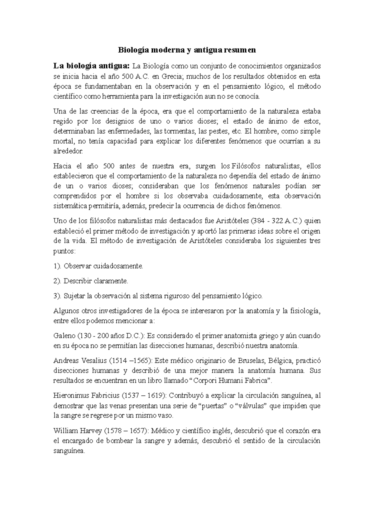 Biología moderna y antigua resumen - Biología moderna y antigua resumen ...