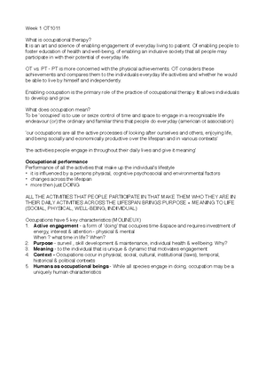 OT1011 3 - Teacher - Jackie Eagers - OT The process of occupational ...
