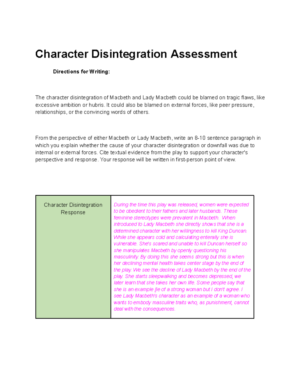 Untitled documentaad - Character Disintegration Assessment Directions ...