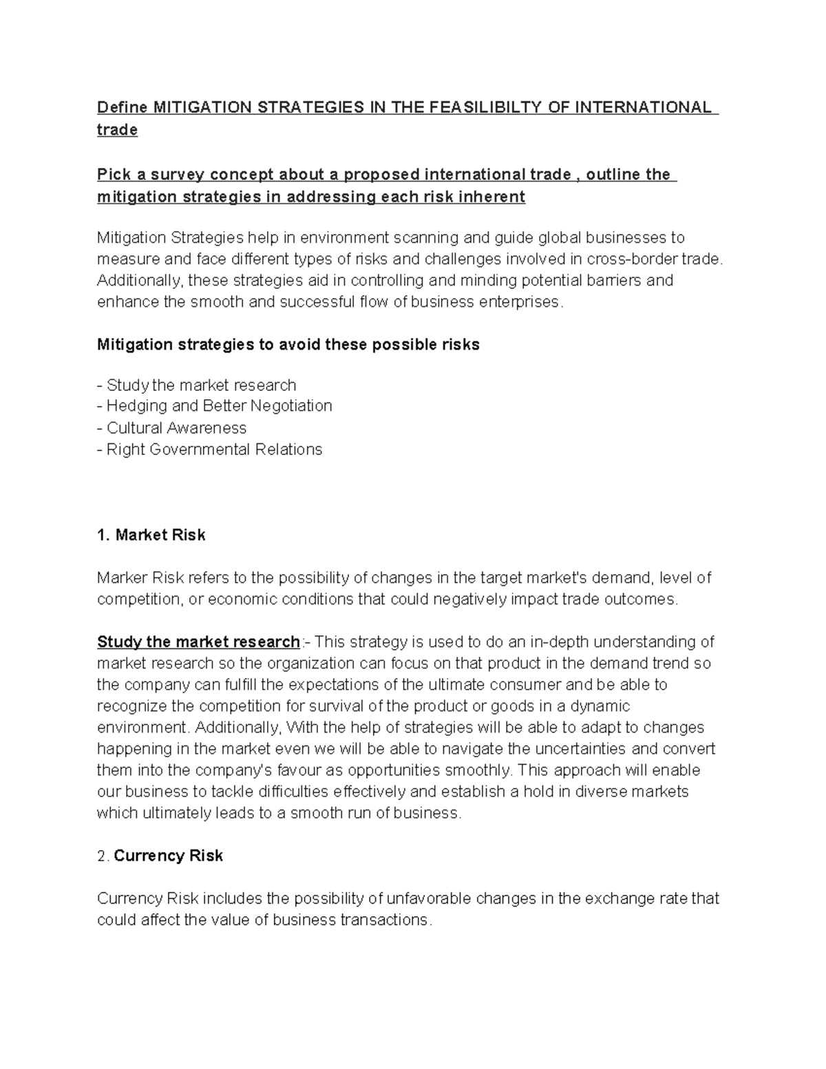 Final Market Strategy - Define MITIGATION STRATEGIES IN THE ...