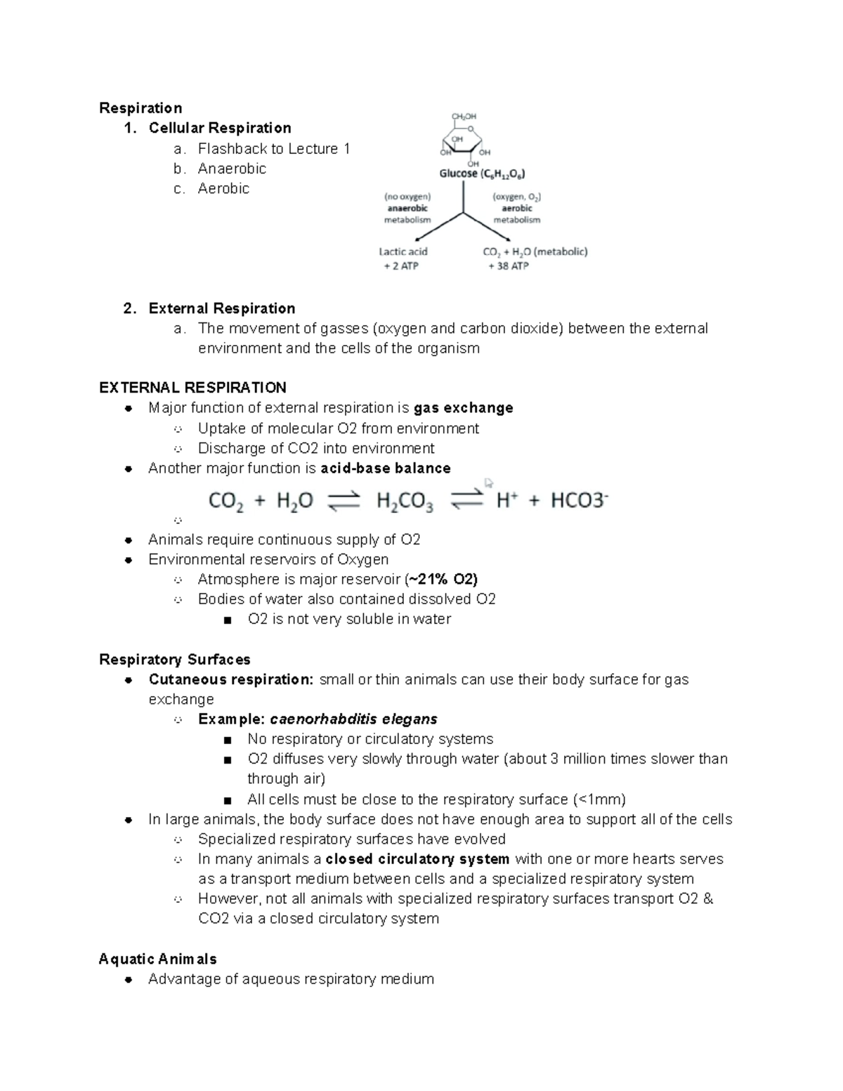 Module 9 Lectures 17 & 18 - Respiration 1. Cellular Respiration a ...