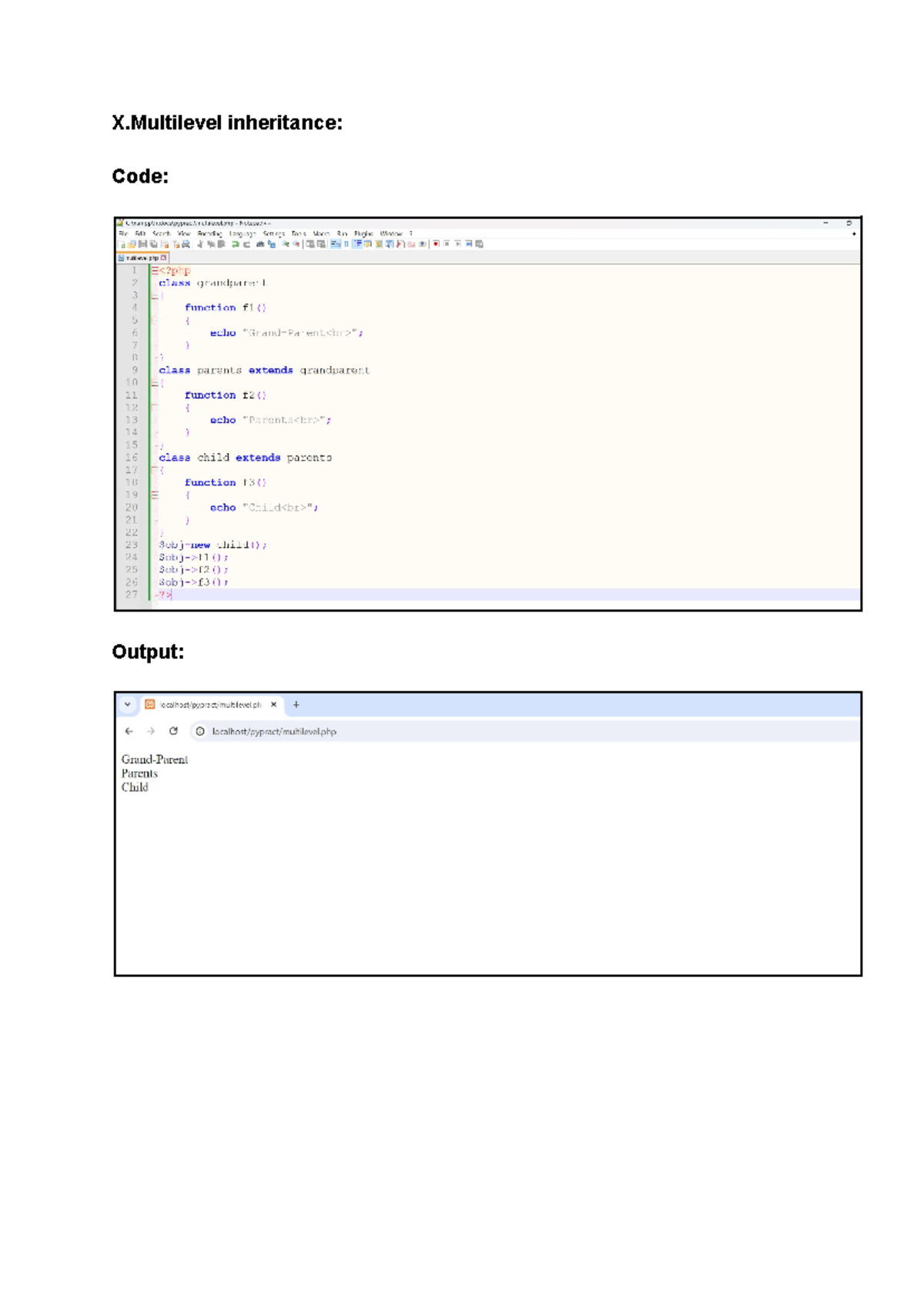 Php pr8 - Computer Engineering - X inheritance: Code: X inheritance ...