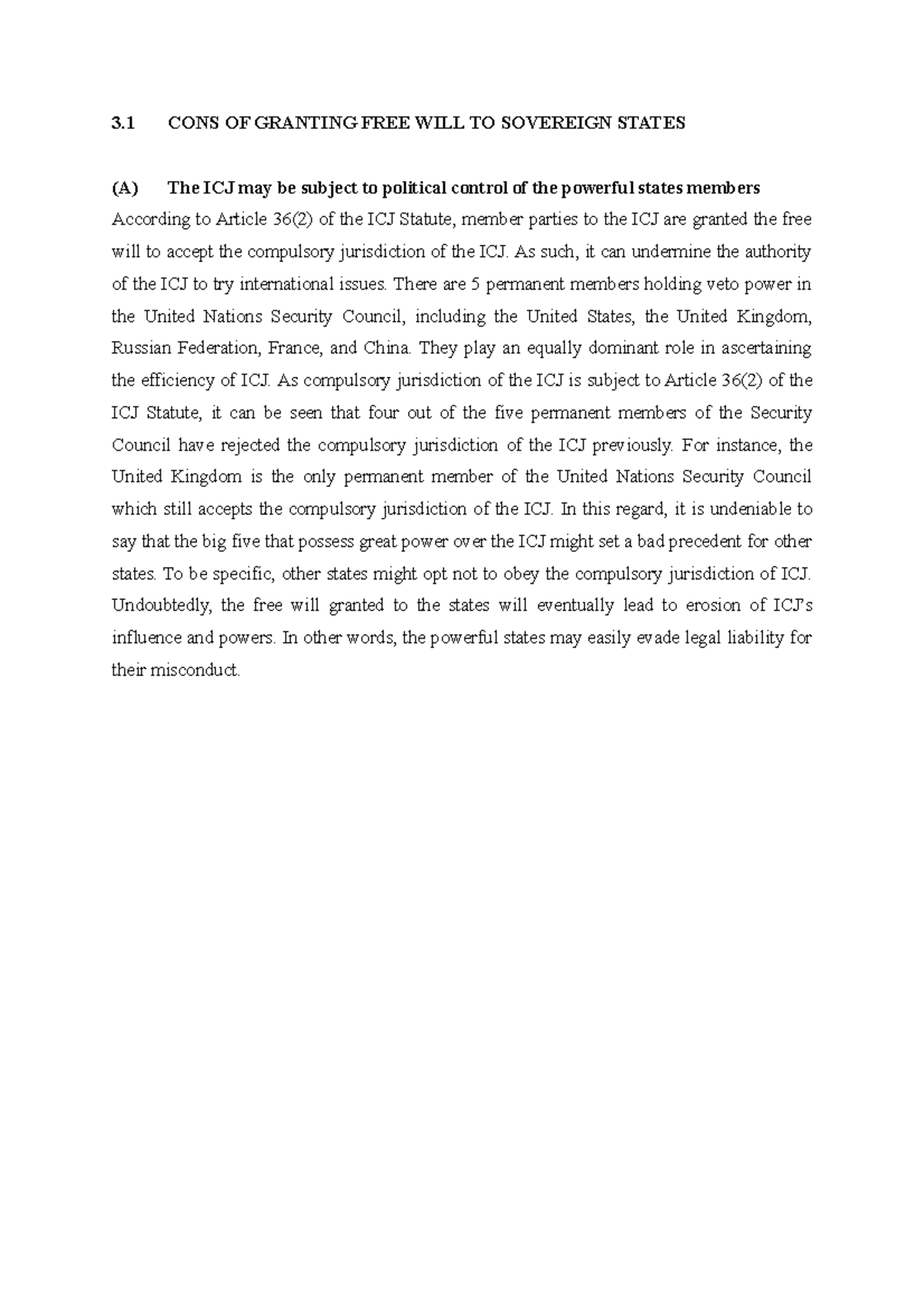 PIL (Cons 1) - According to Article 36(2) of the ICJ Statute, member ...