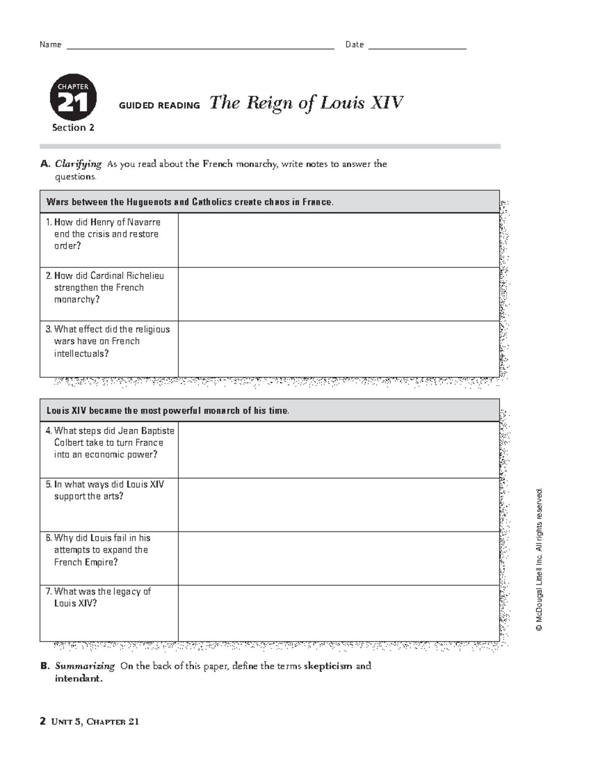 Tristan Kocak - the reign of louis xiv - © McDougal Littell Inc. All ...