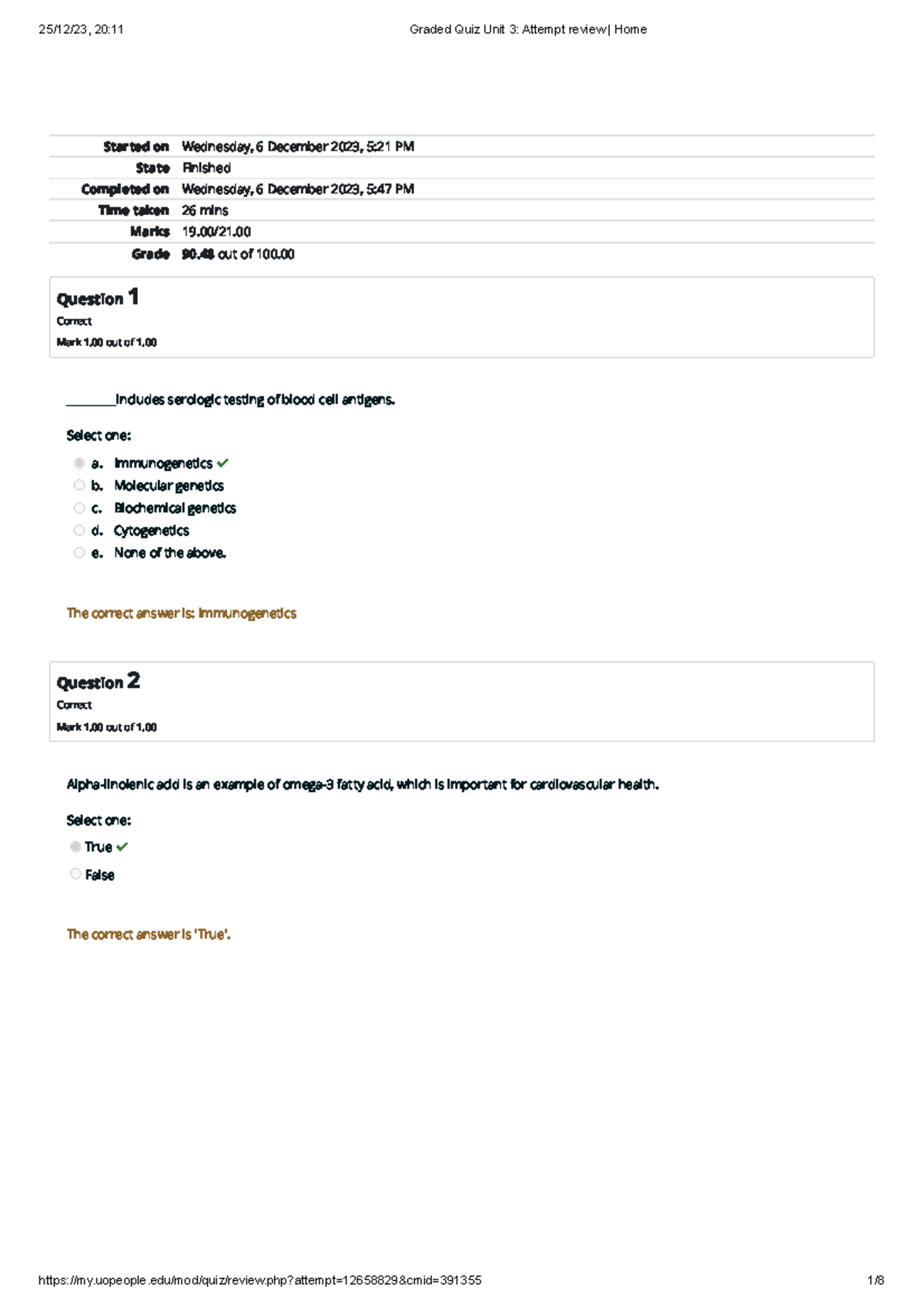 Chem 3212 Graded Quiz Unit 3 Attempt review Home - Started on Wednesday ...