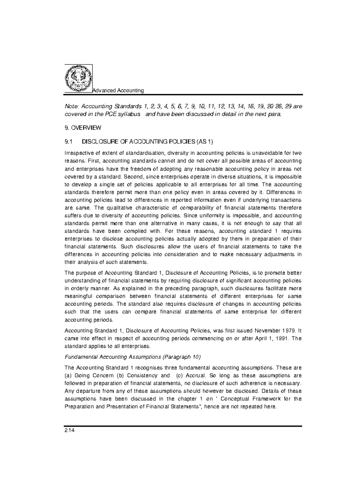 Advanced Accounting- Disclosure OF Accounting Policies - Advanced ...