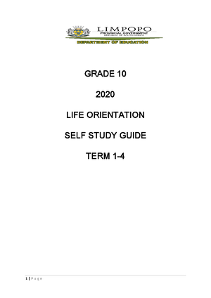 Life orientation - Grade: 10 - Further Education and Training - Studocu