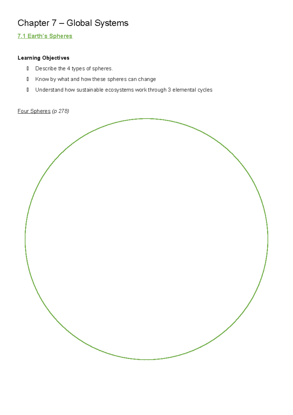 7.1 Earth's Spheres Notes Handout - Chapter 7 – Global Systems 7 Earth ...
