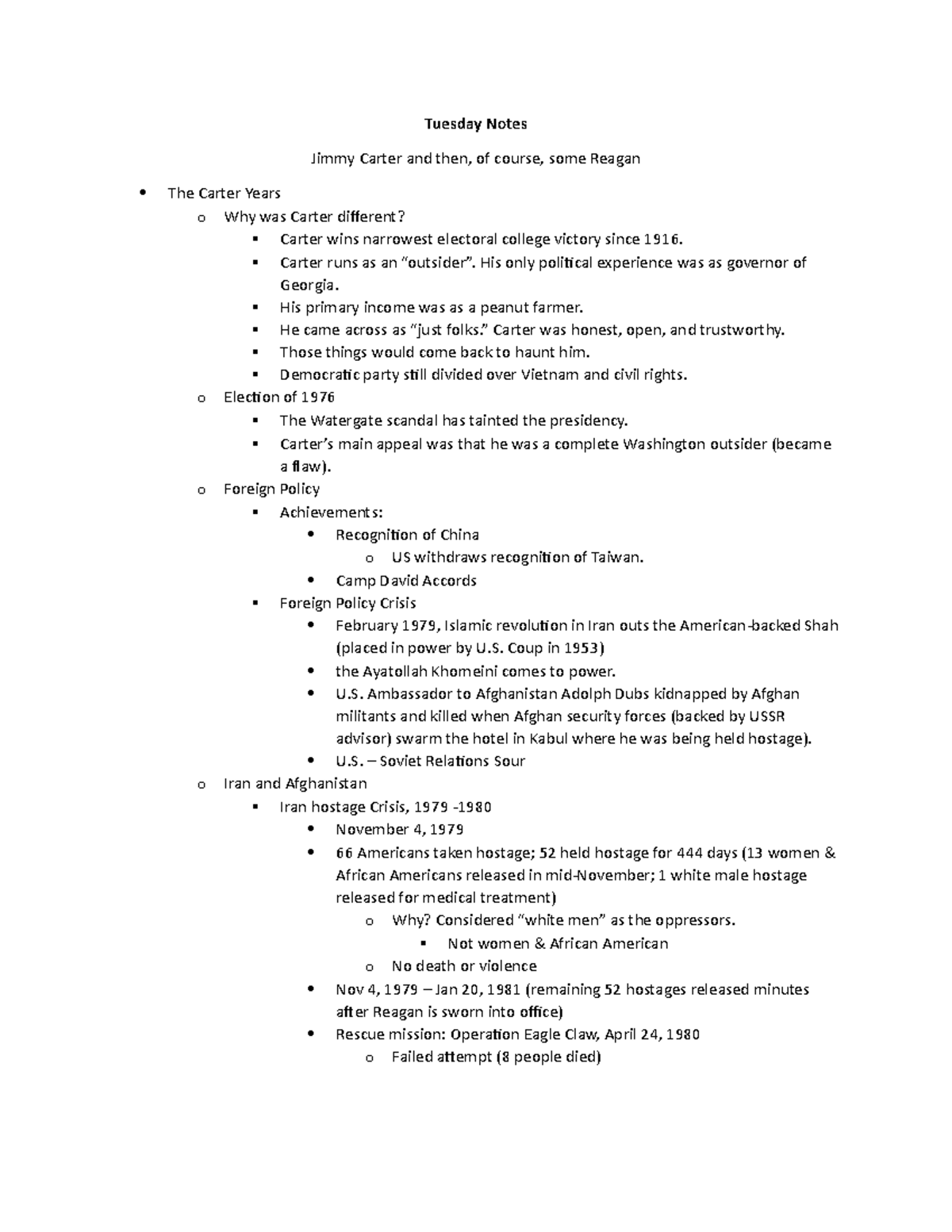 History Notes 13 - Professor: Dr. Jim Dupree - Tuesday Notes Jimmy ...