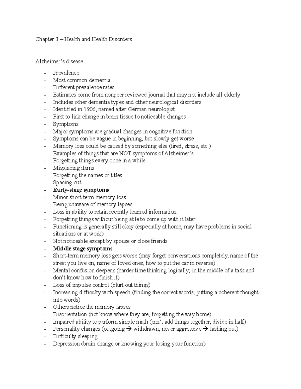 Adulthood and Aging Chapter 3 - Chapter 3 – Health and Health Disorders ...