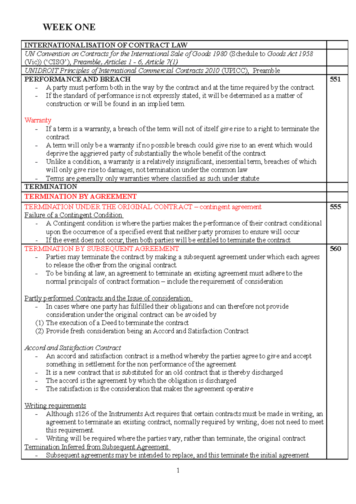 Contract notes B - WEEK ONE INTERNATIONALISATION OF CONTRACT LAW UN ...