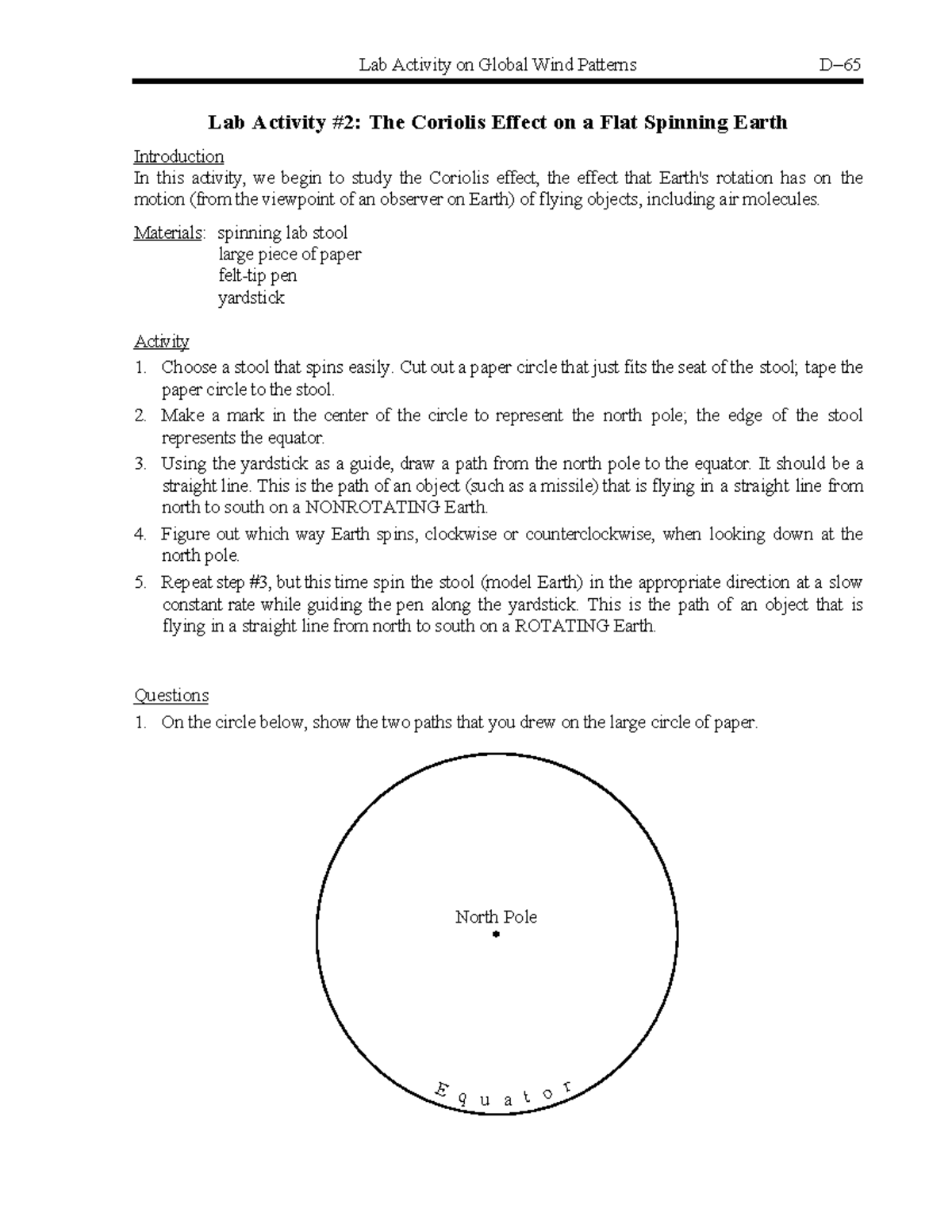 Coriolis effect ws - ok, well it is mrs 4r5kofjordeoe - Lab Activity on ...