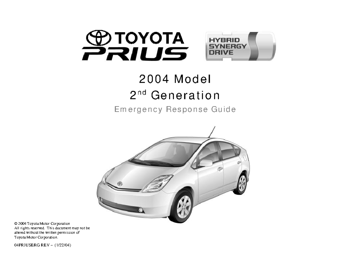 Toyota Prius HEV 2004-2009 ERG - 2 0 0 4 M ode l 2 nd Ge ne ra t ion Em ...