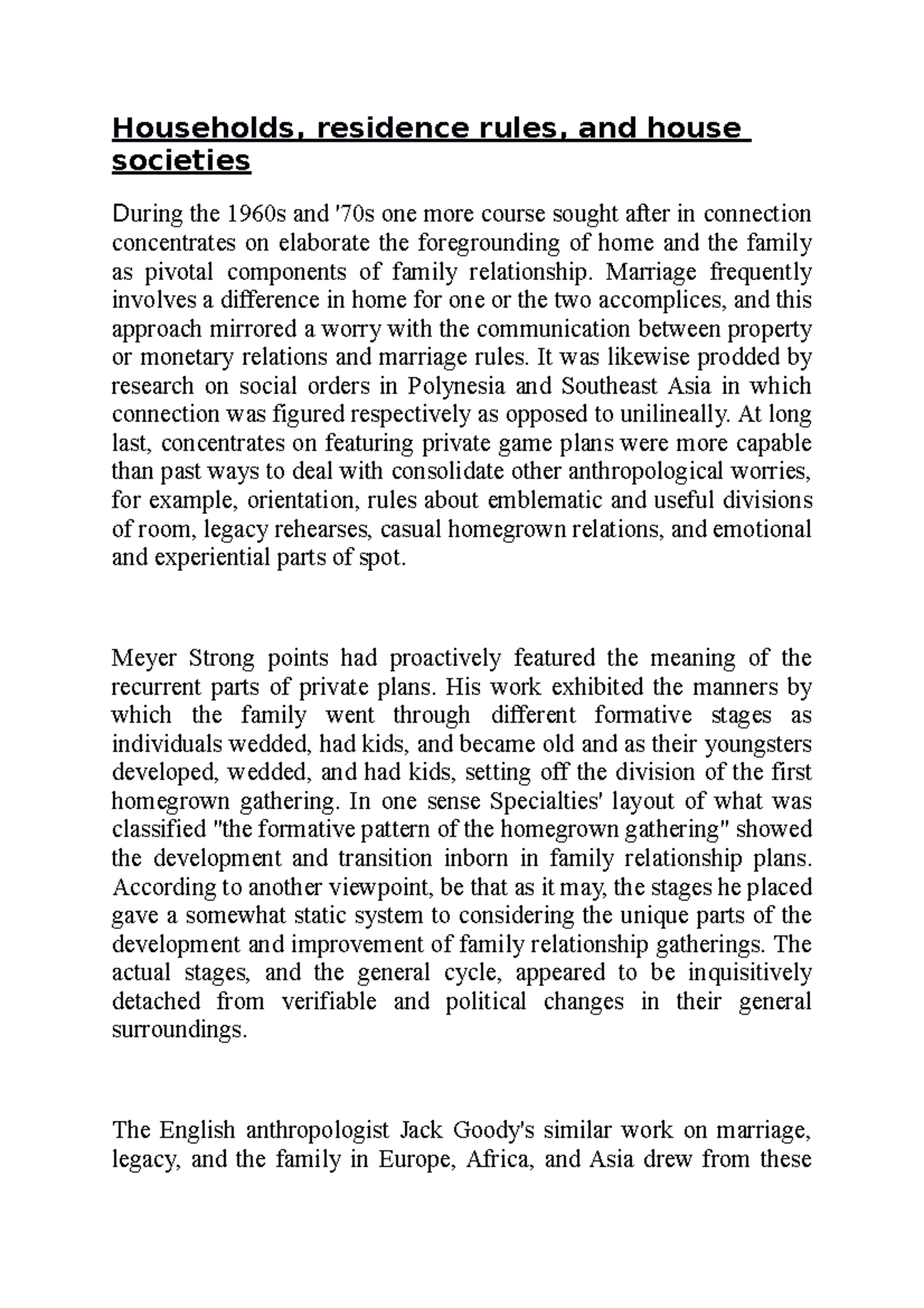 Households, residence rules, and house societies - Households ...