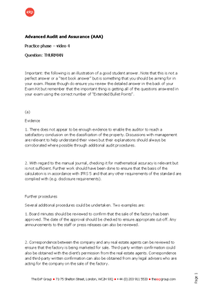 Aaa sd21 examiner report - Advanced Audit & Assurance (AAA) Sept/Dec ...