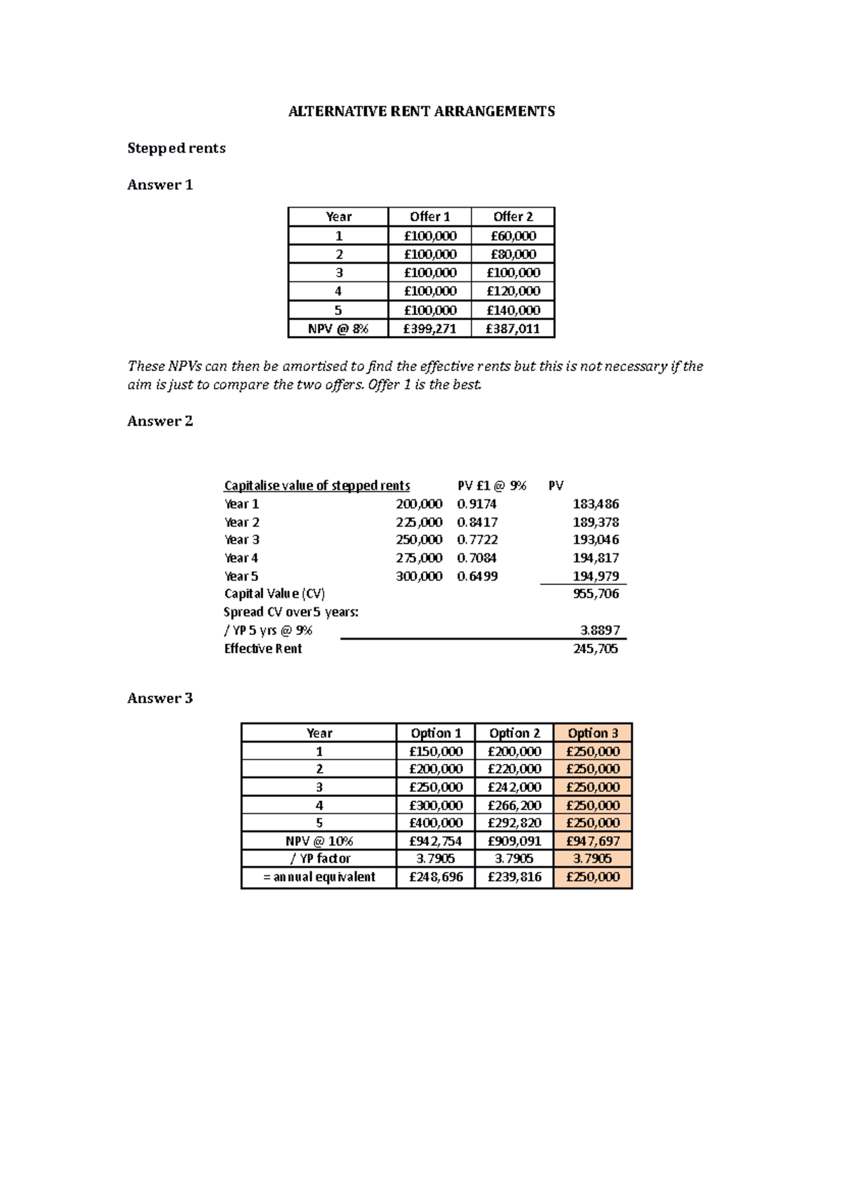 Alternative Rent Arrangements - ALTERNATIVE RENT ARRANGEMENTS Stepped ...
