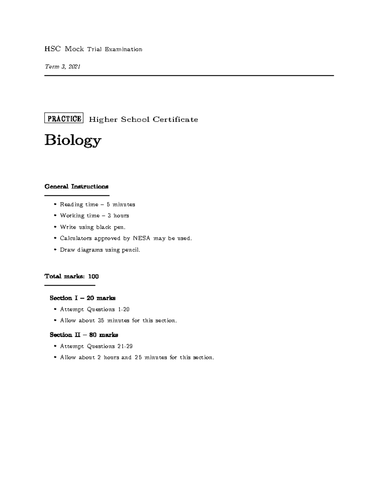 2021 Biology Mock Trials - HSC Mock Trial Examination Term 3, 2021 ...