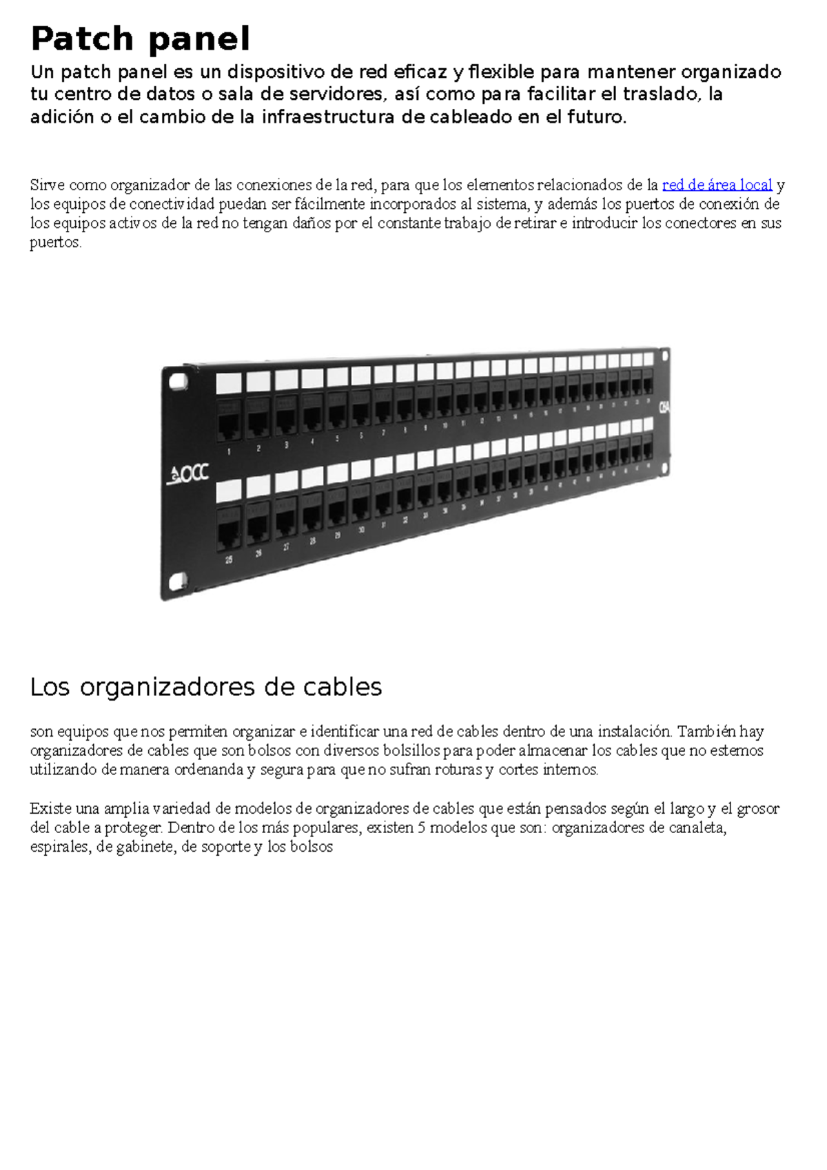 Patch panel - En la imagen anterior tenemos 6 observaciones, es decir ...