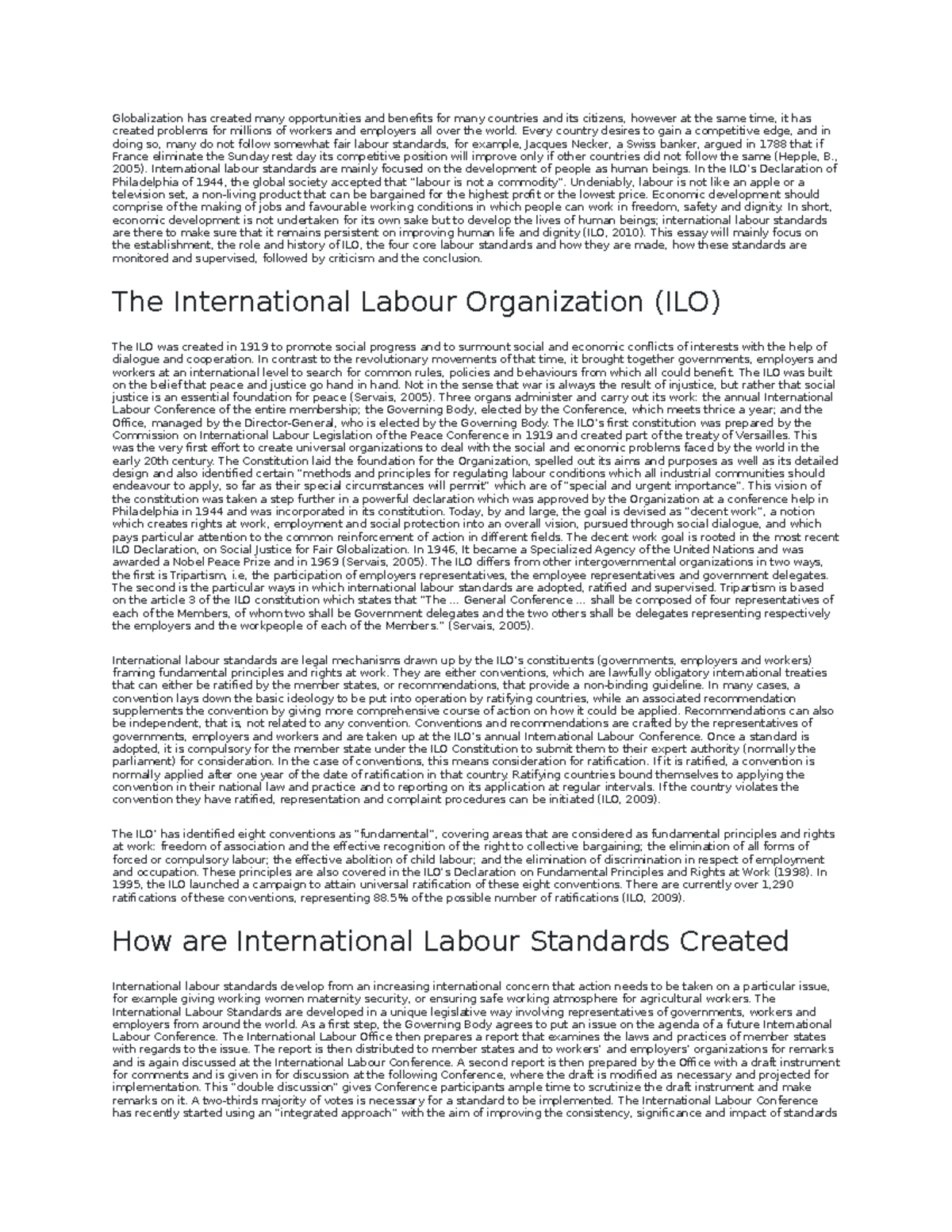 ILO - Lecture notes 9 - Globalization has created many opportunities ...