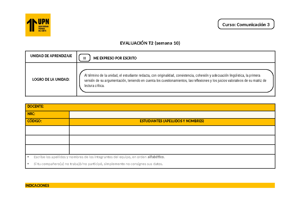 Evaluación T2 Comu3 2024-1 (1) (1) ALG - EVALUACIÓN T2 (semana 10 ...