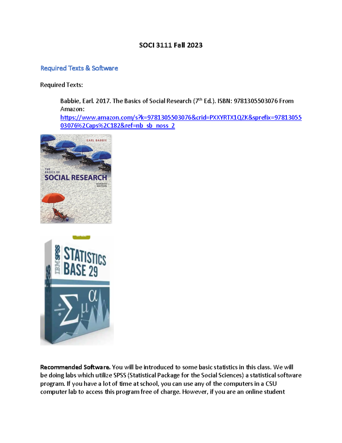 SOCI 3111 Fall 2023 PDF Textbook and Software - SOCI 3111 Fall 2023 Required Texts & Software ...