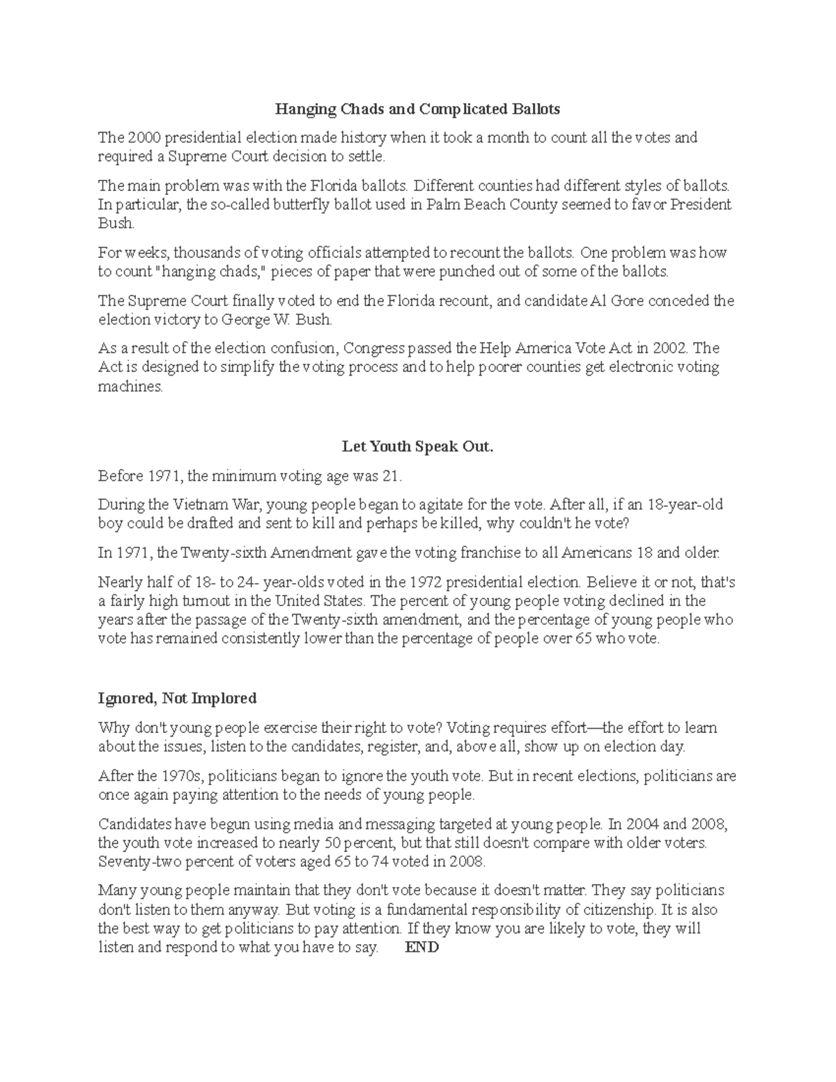 Note 4 - unit 4 - Hanging Chads and Complicated Ballots The 2000 ...