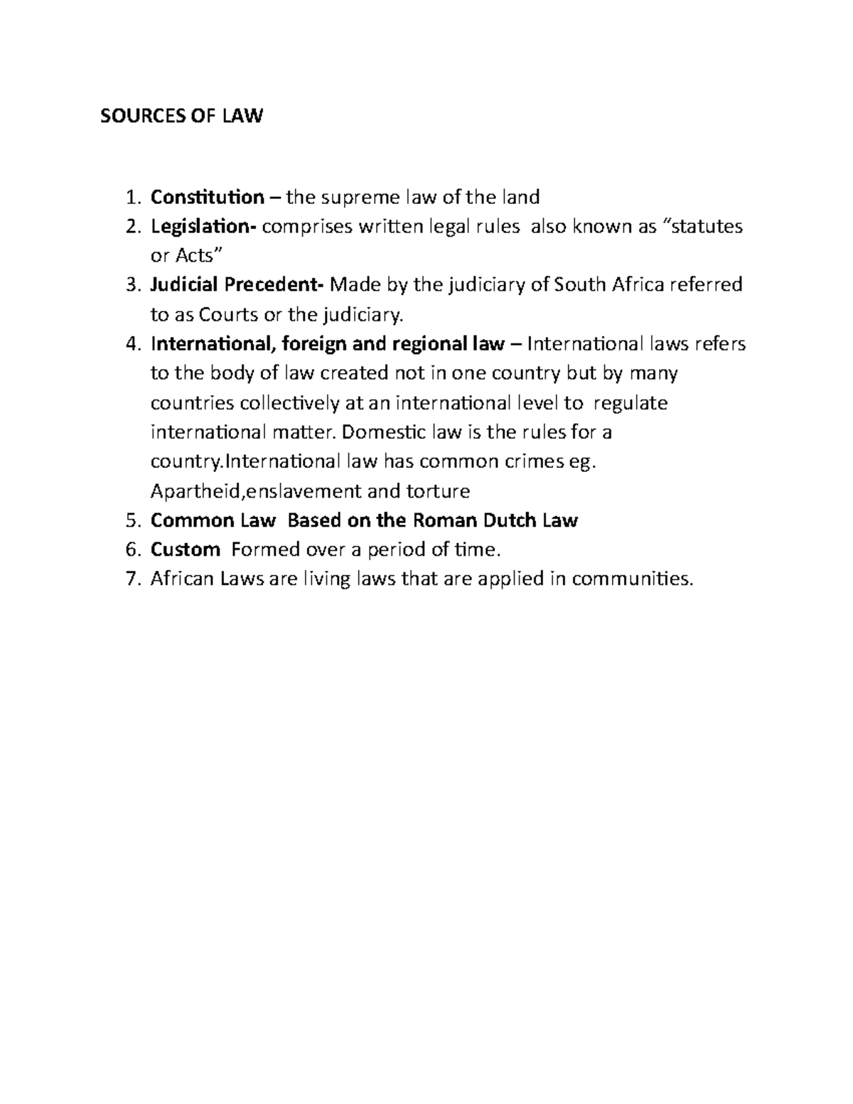 Intro to law lesson 6 - Lecture six slides - SOURCES OF LAW ...