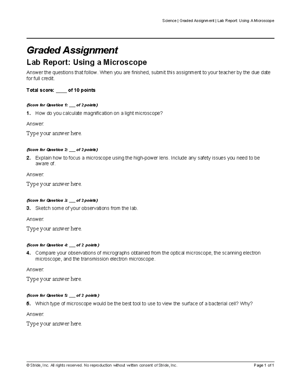 8450341 - urmom - Science | Graded Assignment | Lab Report: Using A Microscope Graded Assignment ...