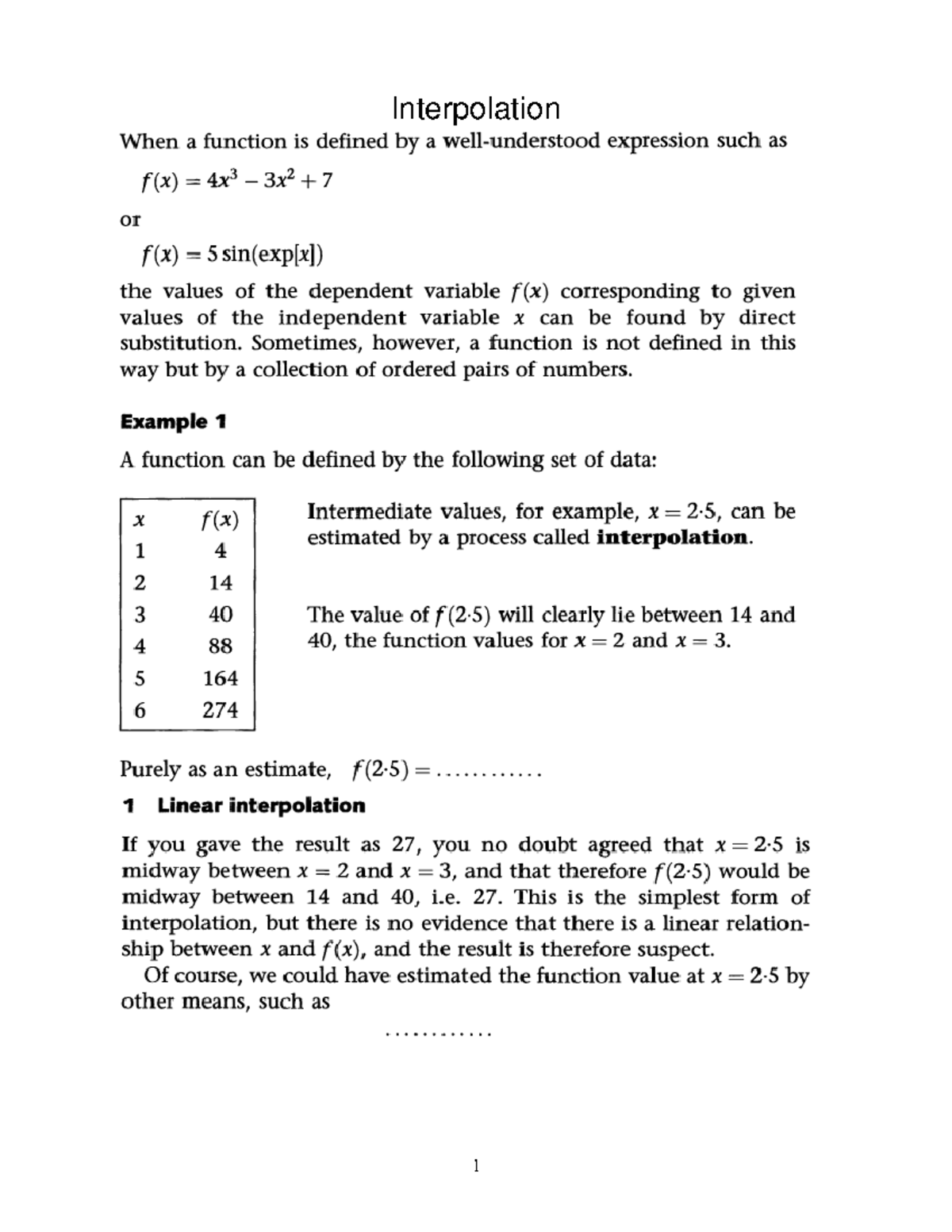 H Interpolation Eee 416 Computational Mathematics Interpolation